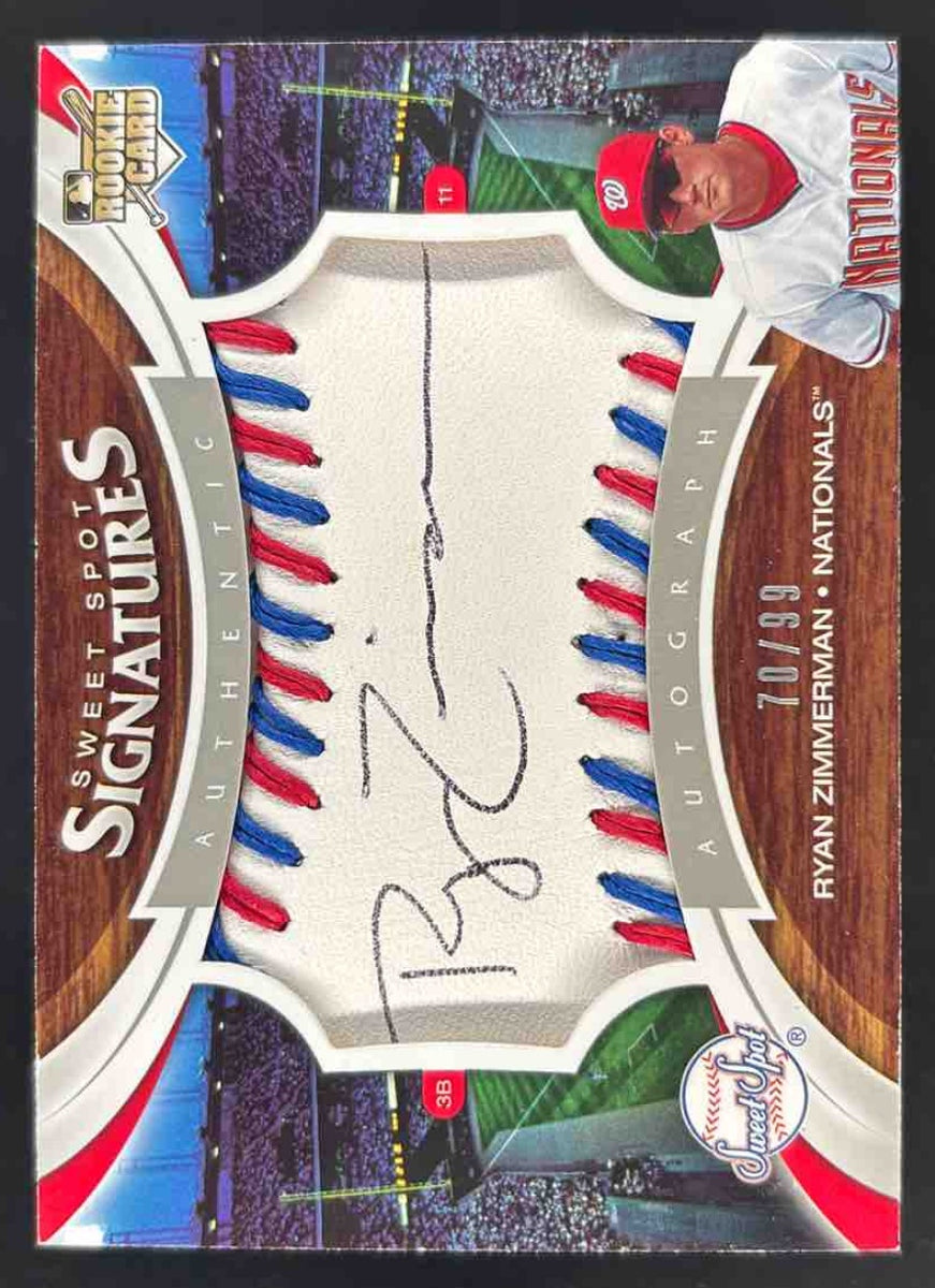 2006 Sweet Spot Signature Red-Blue Stitch Black Ink #139 Ryan Zimmerma – Burbank Cards