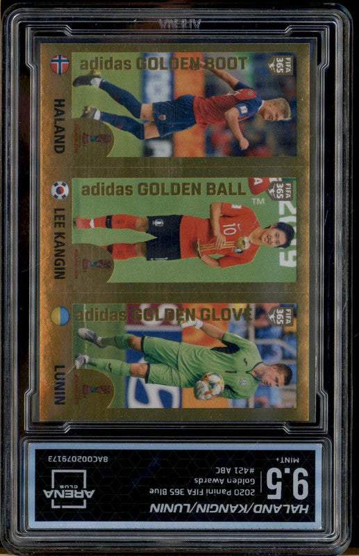 2020 Panini FIFA 365 Blue Golden Awards Erling Haland Lee Kangin Lunin ...