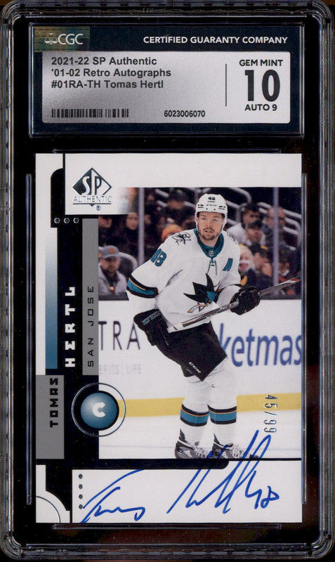 2021 SP Authentic '01-02 Retro Autograph Tomas Hertl Auto /99 CGC 10 ...