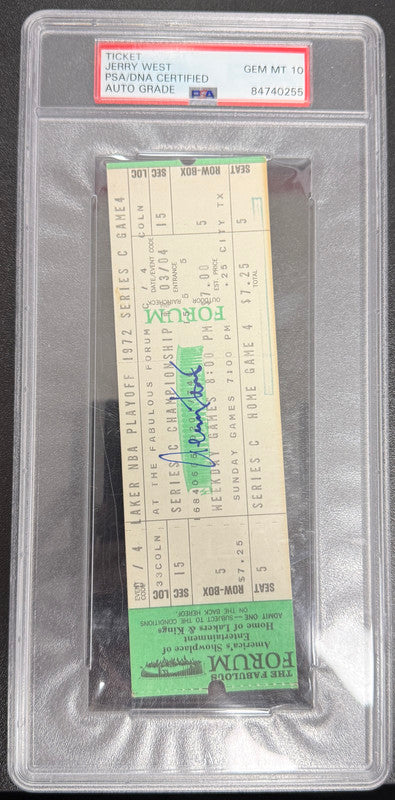 The Fabulous Forum Game Ticket Autograph Jerry West DNA Certified Auto ...