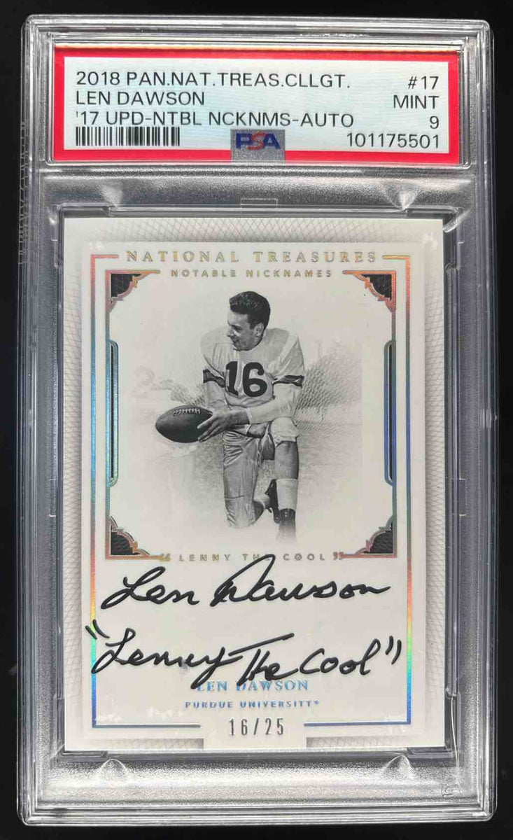 2018 National Treasures Collegiate 2017 Nicknames Auto Len Dawson /25 ...